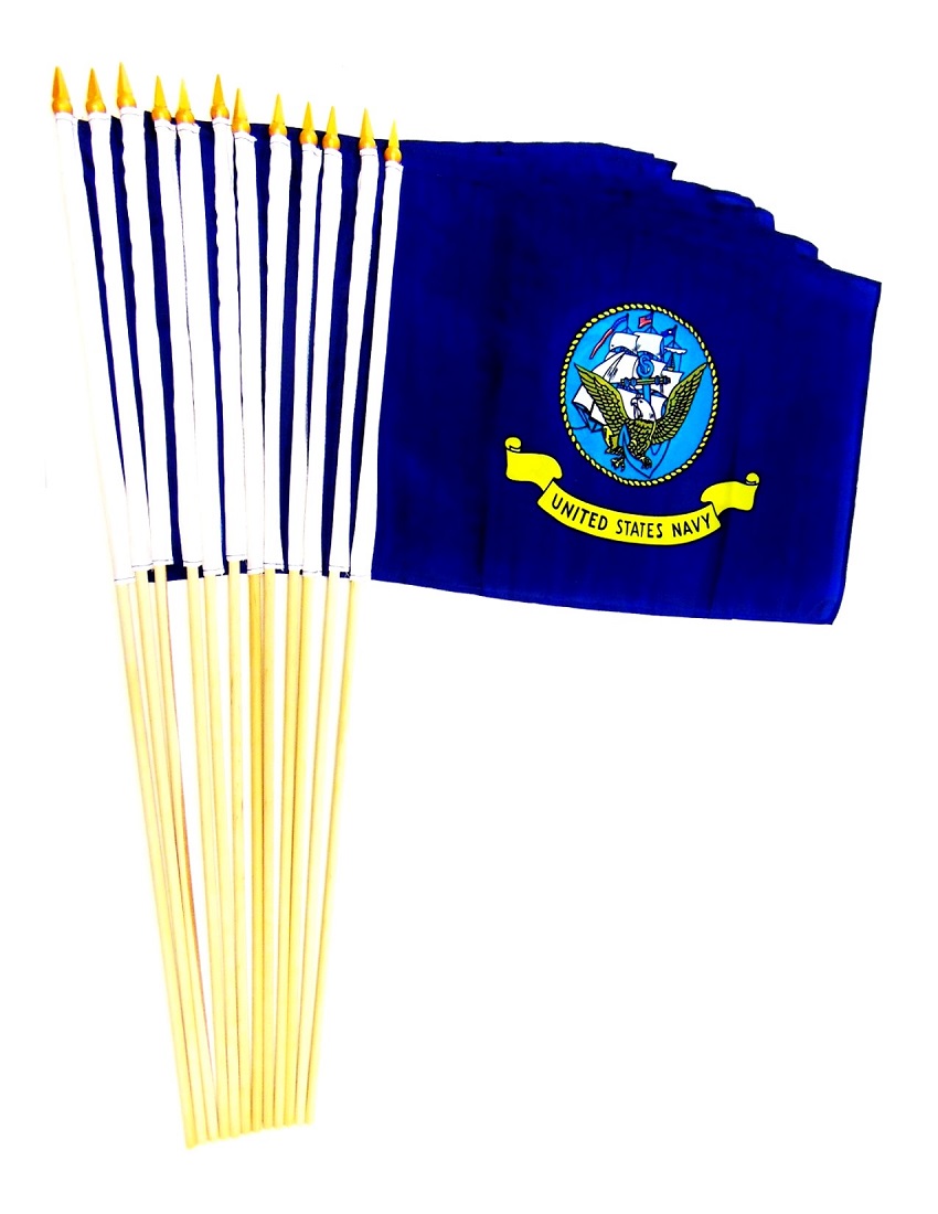 Navy 12" x 18" Stick Flags - 12" x 18" Military, Solid Color and ...