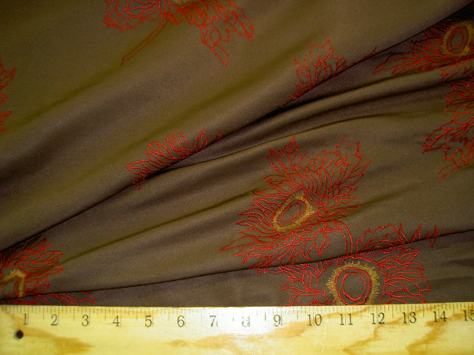 Sun Spray Color Raisin Embroidered Fabric