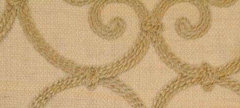 Embroidered Crewel Drapery Fabric Leiden Gold