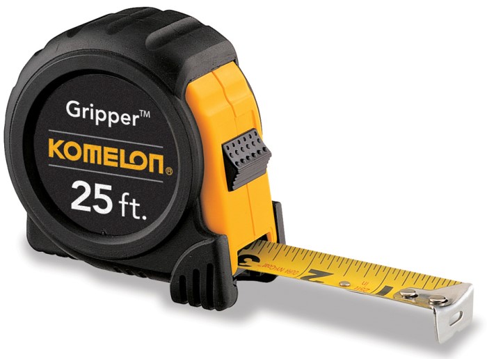 Komelon 5425 25' x 1" Gripper Rubber Jacket Easy Grip Tape Measure