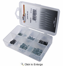 Pico 0001-H 90 Piece Assorted Hair Pin Retainer Kit 1/16" to 3/8" Groove