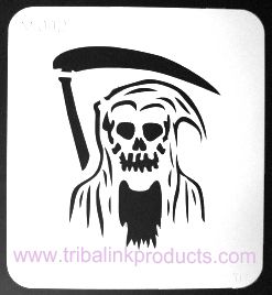 Grim Reaper With Gun Stencil