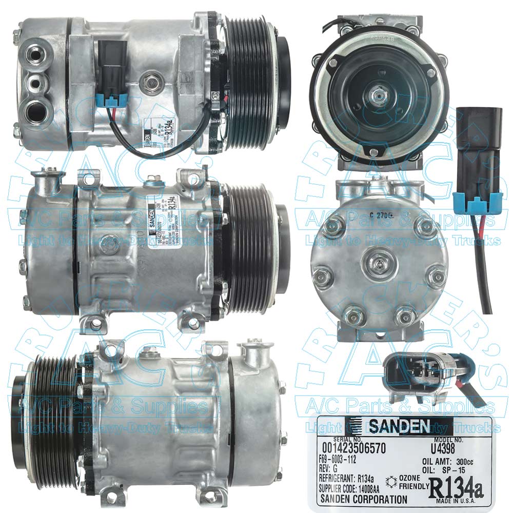 Sanden Compressor # 4398 4081 Kenworth OEM# F69-6003-112