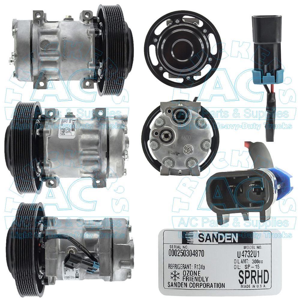 Sanden Compressor OEM #: 82768117 - Mack/Volvo Trucks