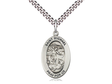 St michael necklace white gold store