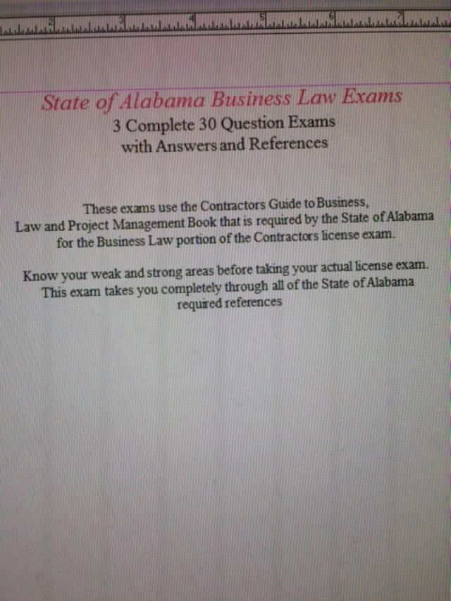 State of Alabama Business Law Exams