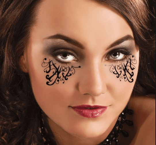 Lace Facial Decals - Black Swirl - BODY ART STICKERSFACIAL DECALS
