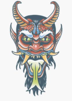 Traditional Demon Face Tattoo