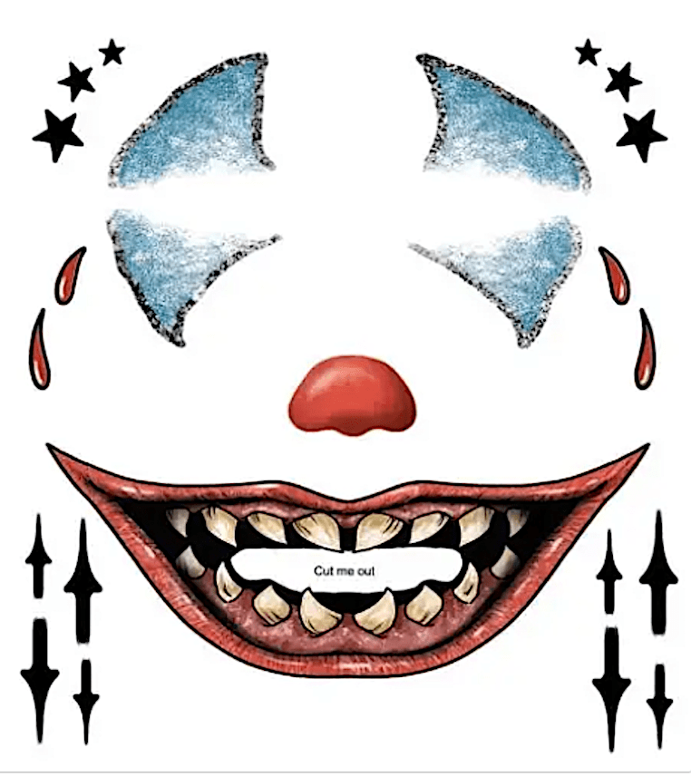 Temporary Tattoos - Creepy Clown Face - TEMPORARY TATTOOS FX TRANSFERS ...