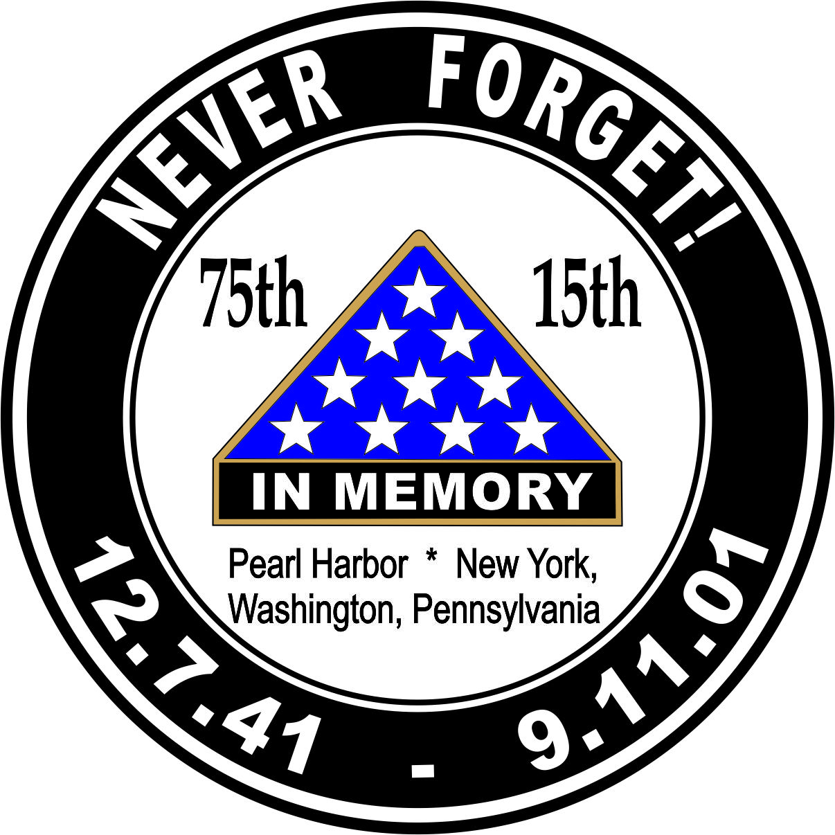 Pearl Harbor 9-11 Anniversary Never Forget Decal