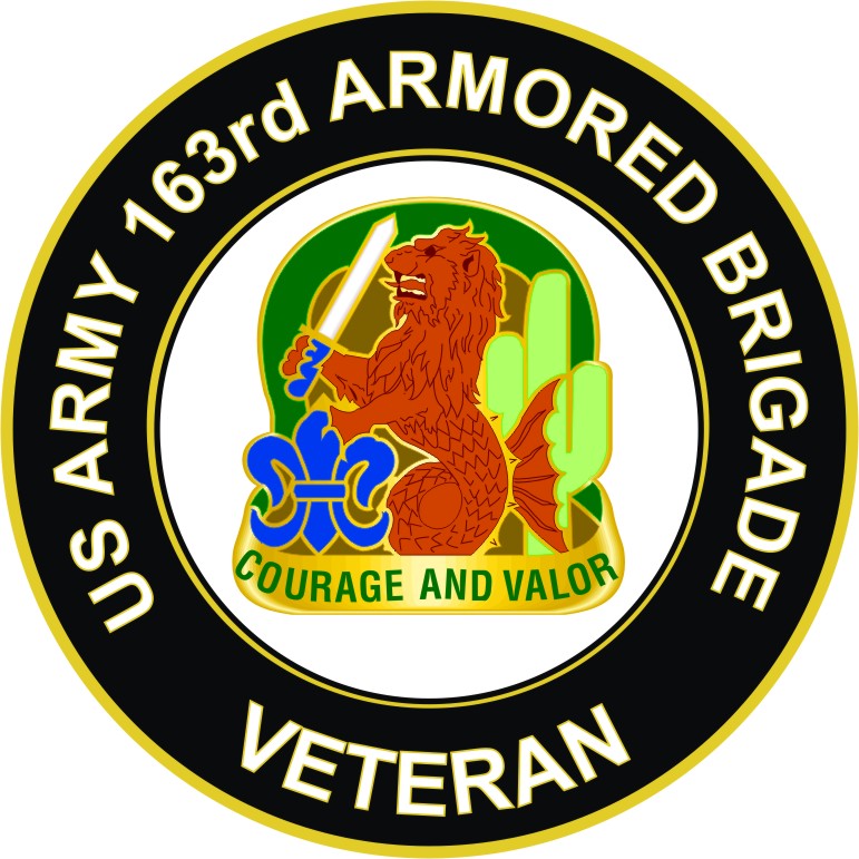 US Army 163rd Armored Brigade Unit Crest Veteran Sticker Decal