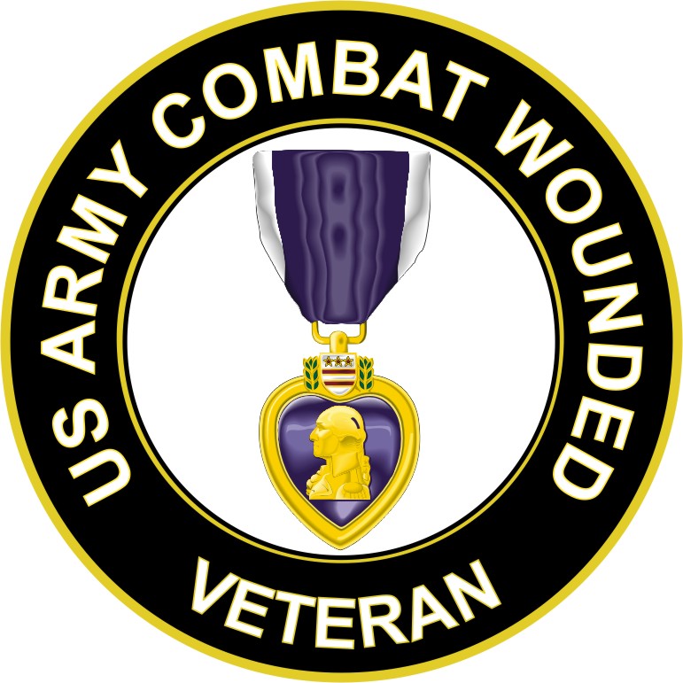 US Army Combat Wounded Metal Veteran Sticker Decal