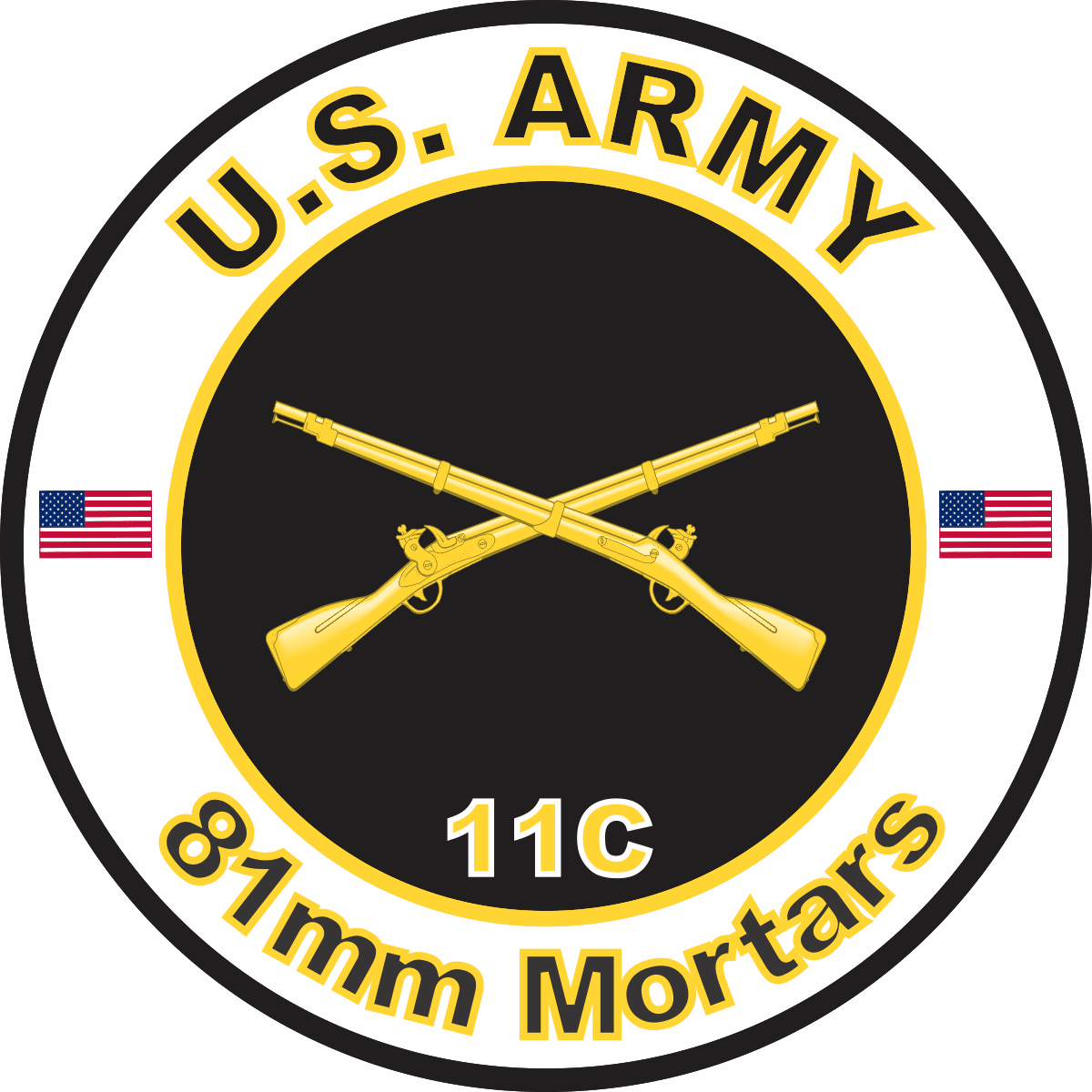 US Army MOS 11C Decal 81mm Mortars