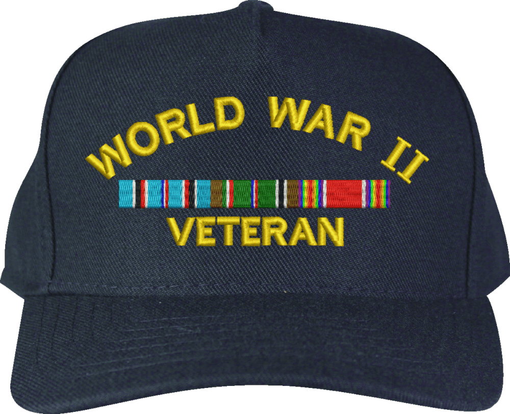 World War II European Veteran with Ribbons Custom Embroidered Cap