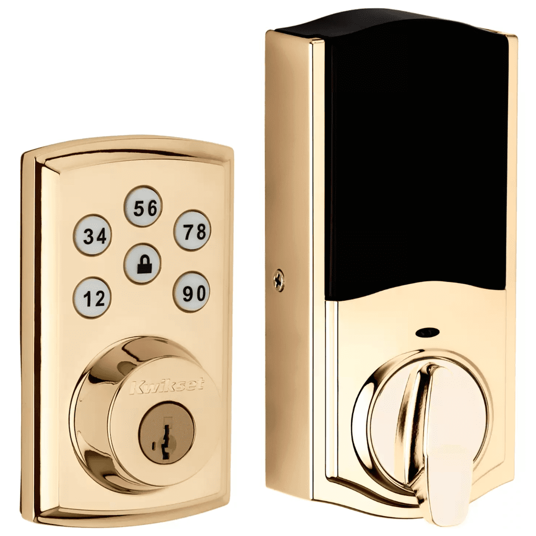 98880 006 Kwikset SmartCode 888 Touchpad Door Deadbolt with Z Wave Plus 500 Chipset in Polished Brass Finish