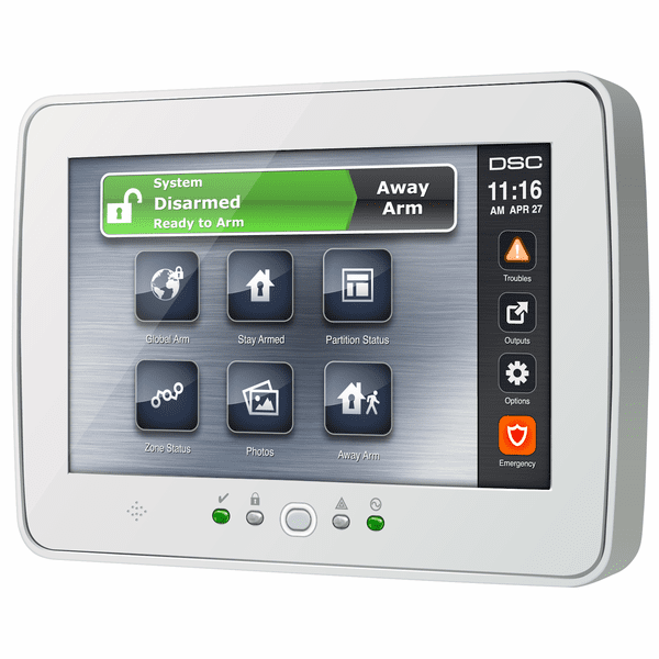 PTK5507W - DSC Hardwired Touchscreen Alarm Keypad in White Color (for ...