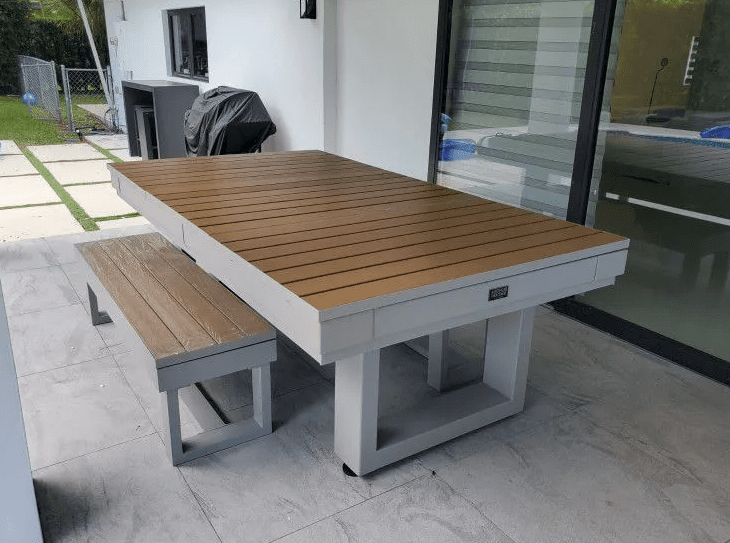 Lanai Outdoor Dining Pool Table Full Set (Oyster Grey)