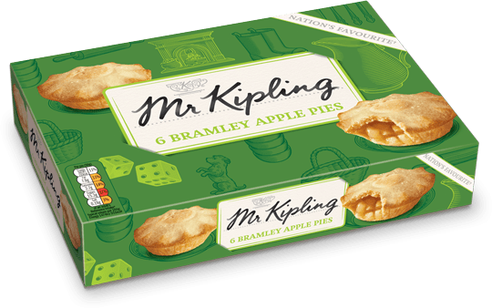 Mr Kippling Bramley Apple Pies with No artificial colours or flavours.