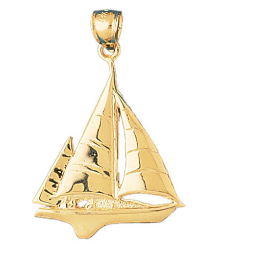 DAZ-1240 14k Yellow Gold Sailboat Charm