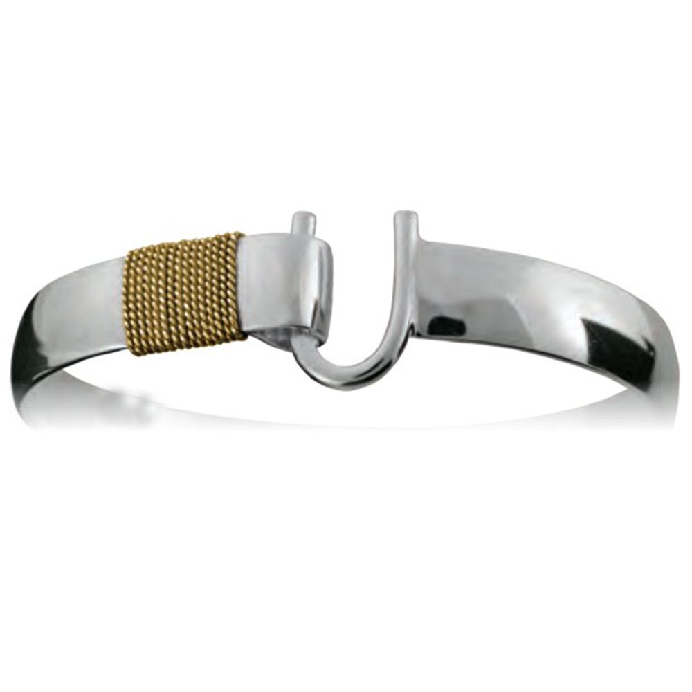C1070 Sterling Silver 10mm Caribbean Hook Bracelet W/14k...