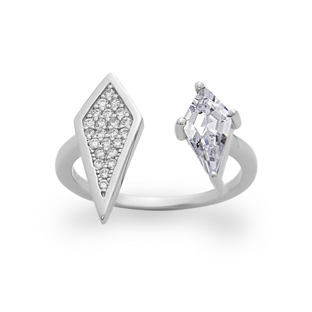 W-1324 Sterling Silver Open CZ Diamond Shape with Large ...