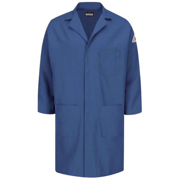 Bulwark KNL6RB Nomex IIIA FR Royal Blue Concealed Snap Front Lab Coat CAT1