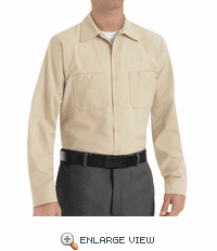SP14LT Men's Light Tan Long Sleeve Industrial Work Shirt