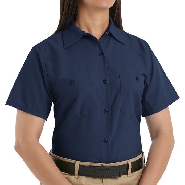 SP23 Women's Short Sleeve Solid Industrial Work Shirt