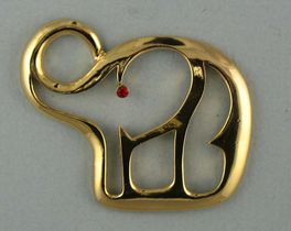 Gold Outline Elephant Pin