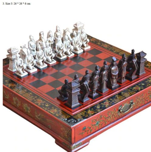 Stunning Chess Set Complete Classic Chinese Terracotta Warriors Retro ...