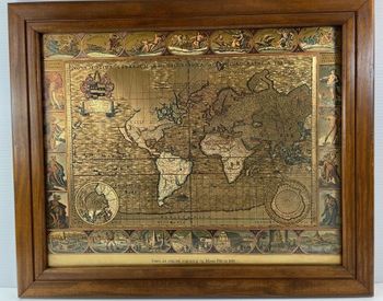 Vintage Gold Foil World Map Framed, Moses Pitt Nova Totivs Terrarvm ...