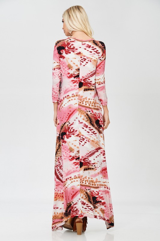 Annabelle Pink Multi Color Hi Low Rayon Blend Duster Top