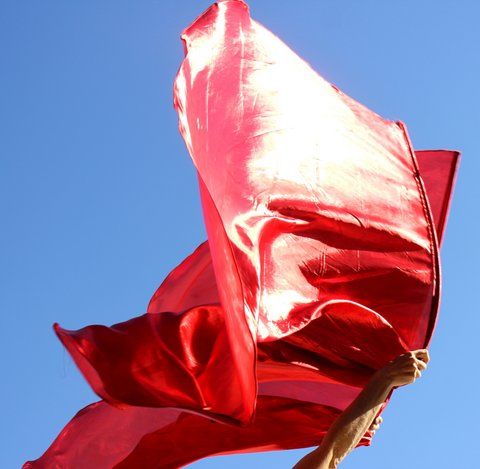 Bright Red Fire of God Warfare Worship Flags Set of 2 with Flexible Rods