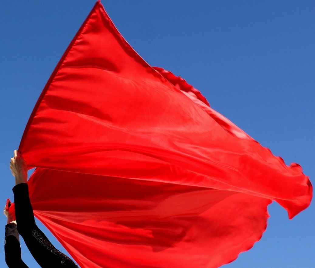 Bright Red Fire of God Warfare Worship Flags Set of 2 with Flexible Rods