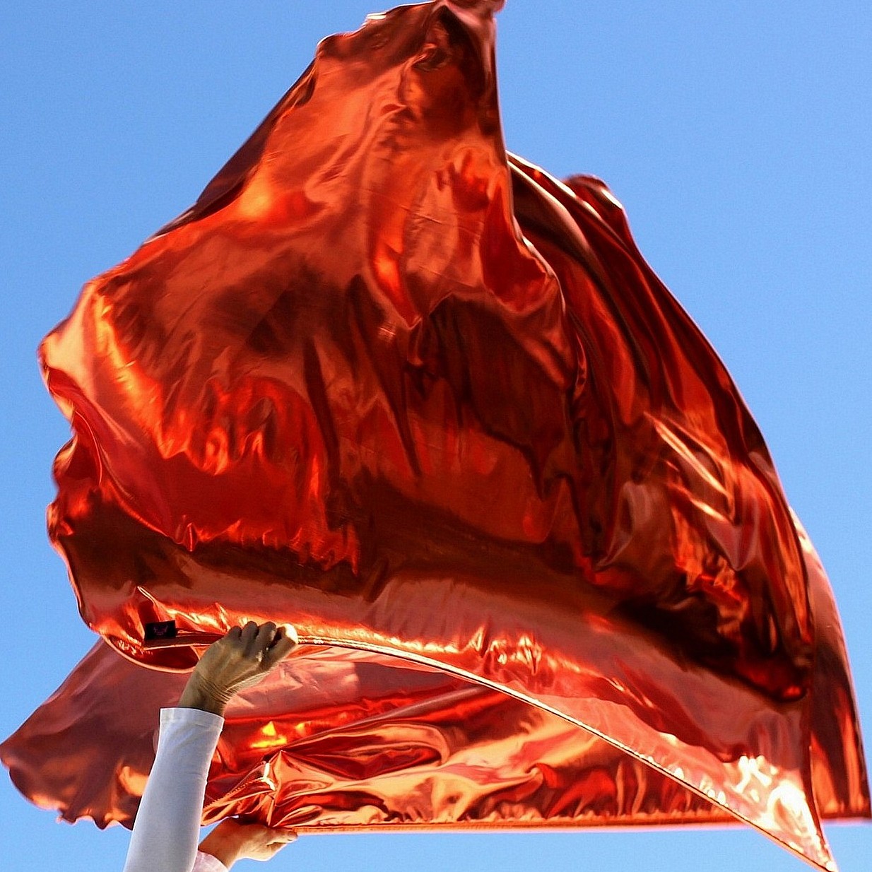 Metallic 'Fire by Night' Deep Firey Orange Flame Worship Flags Set of 2