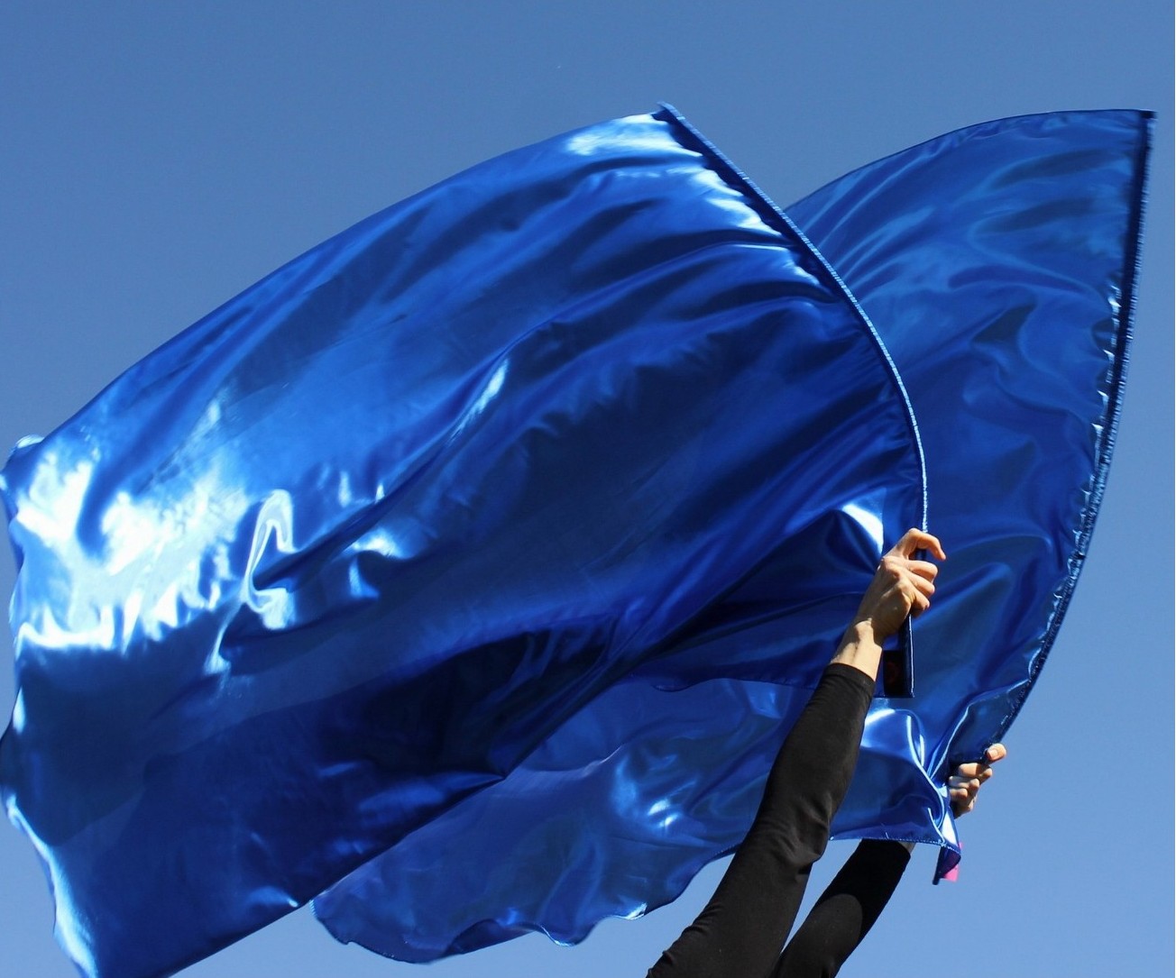 Sapphire Blue Single Layer Deep Waters Worship Flag Set of 2