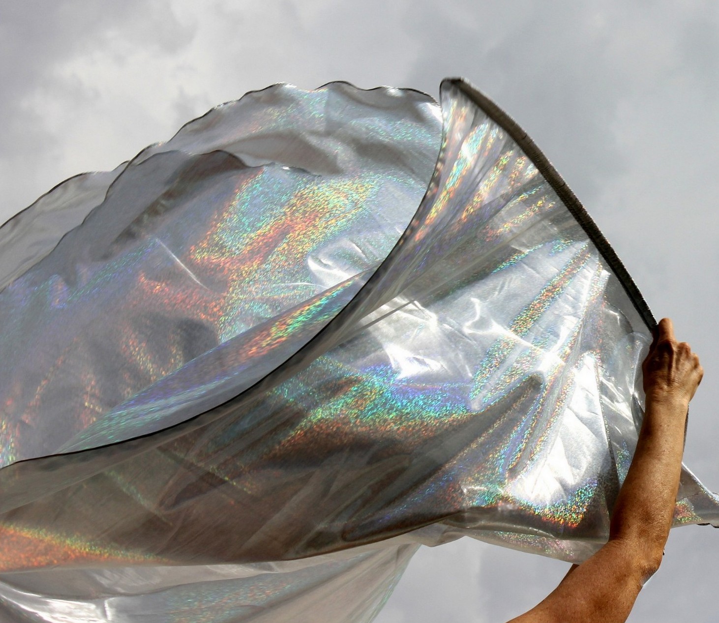 Silver Mini Holographic Praise Worship Flags Set of 2 with Superflex™ Rods