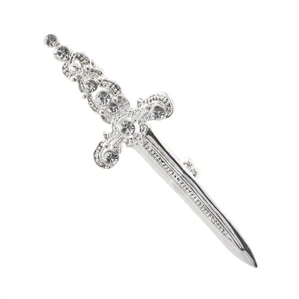 Warrior Bride Sword of the Spirit Crystal Silver Tone Brooch Pin