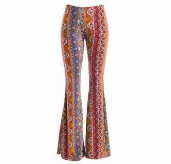Womens Multi Color Moroccan Bell Bottom Flare Pants S M L