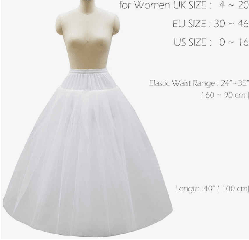 A-Line Hoopless Petticoat Crinoline Underskirt slip for renaissance dress