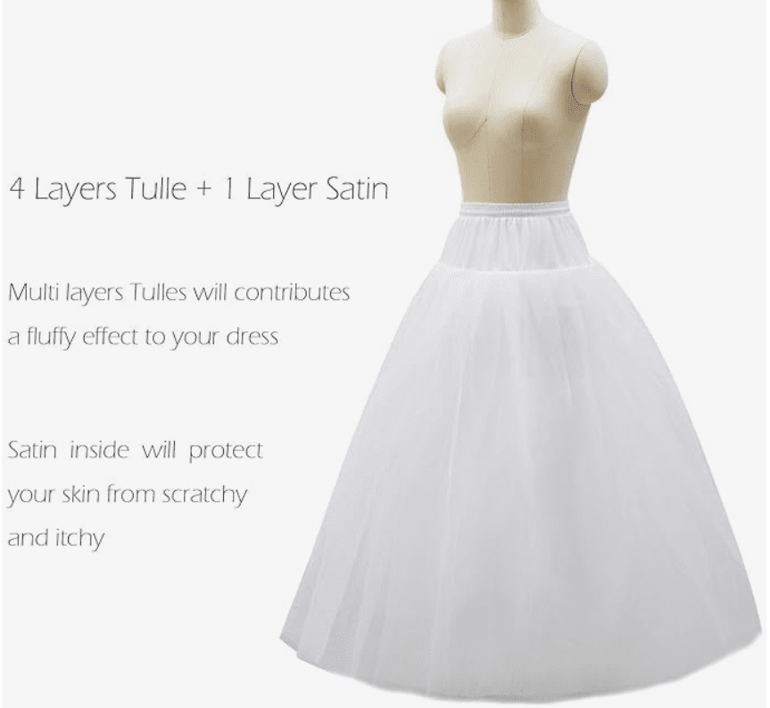 A-Line Hoopless Petticoat Crinoline Underskirt slip for renaissance dress