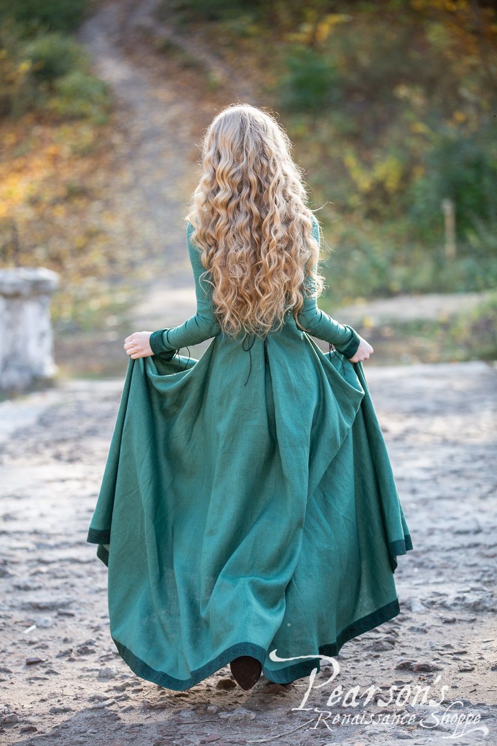 Medieval Autumn Princess Dress made from natural flax linen.