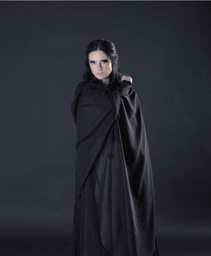 Black Mysterious Fantasy Cloak Full-circle chiffon cloak with hood