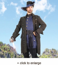 Blackbeard’s Black Cotton Brocade Pirate Coat