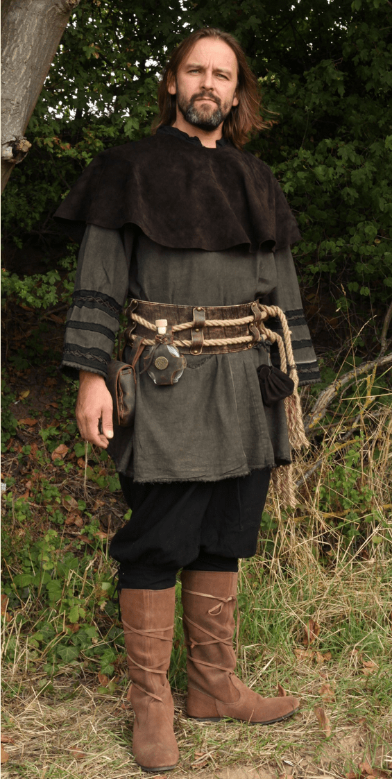 Broad LARP Leather Belt with Ropes