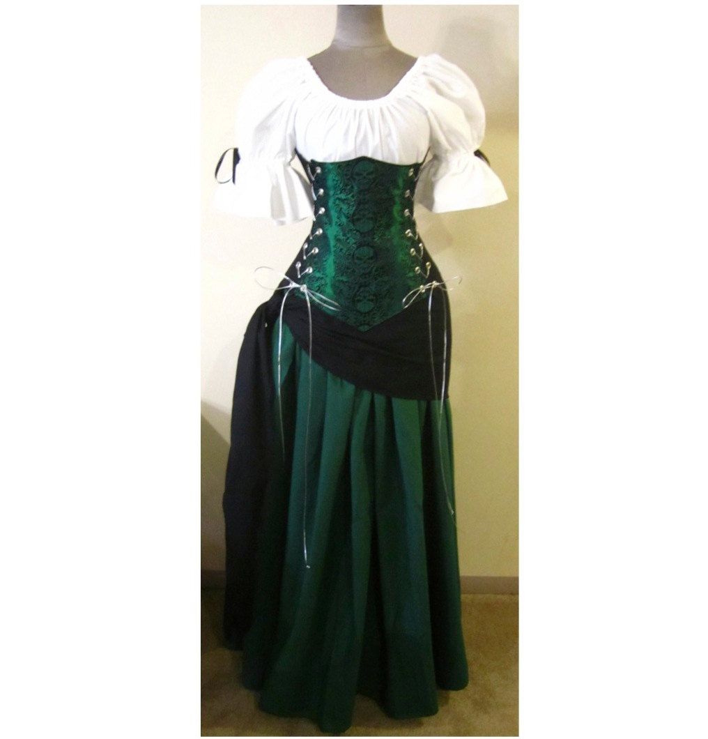 Buccaneer Wench Under-bust Corset Set - renaissance faire clothing