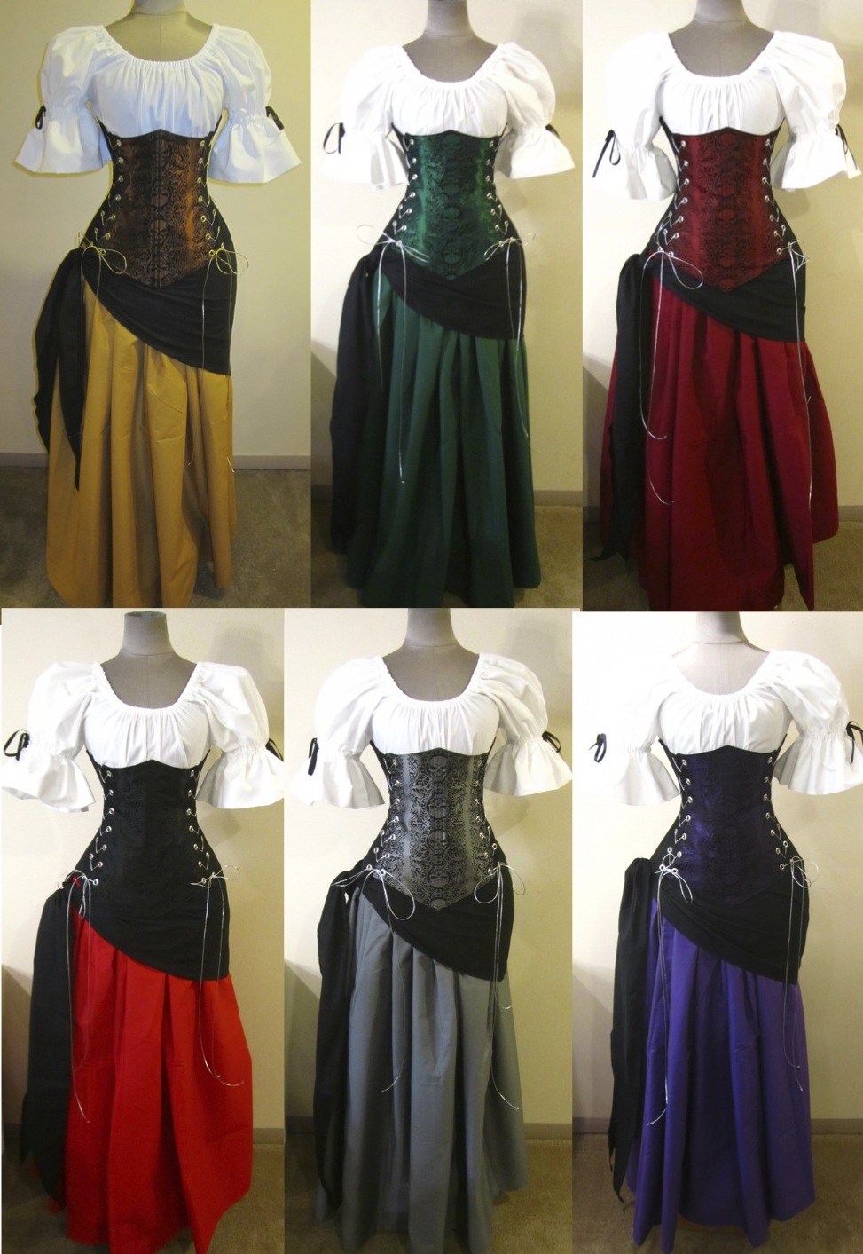 Buccaneer Wench Under-bust Corset Set - renaissance faire clothing