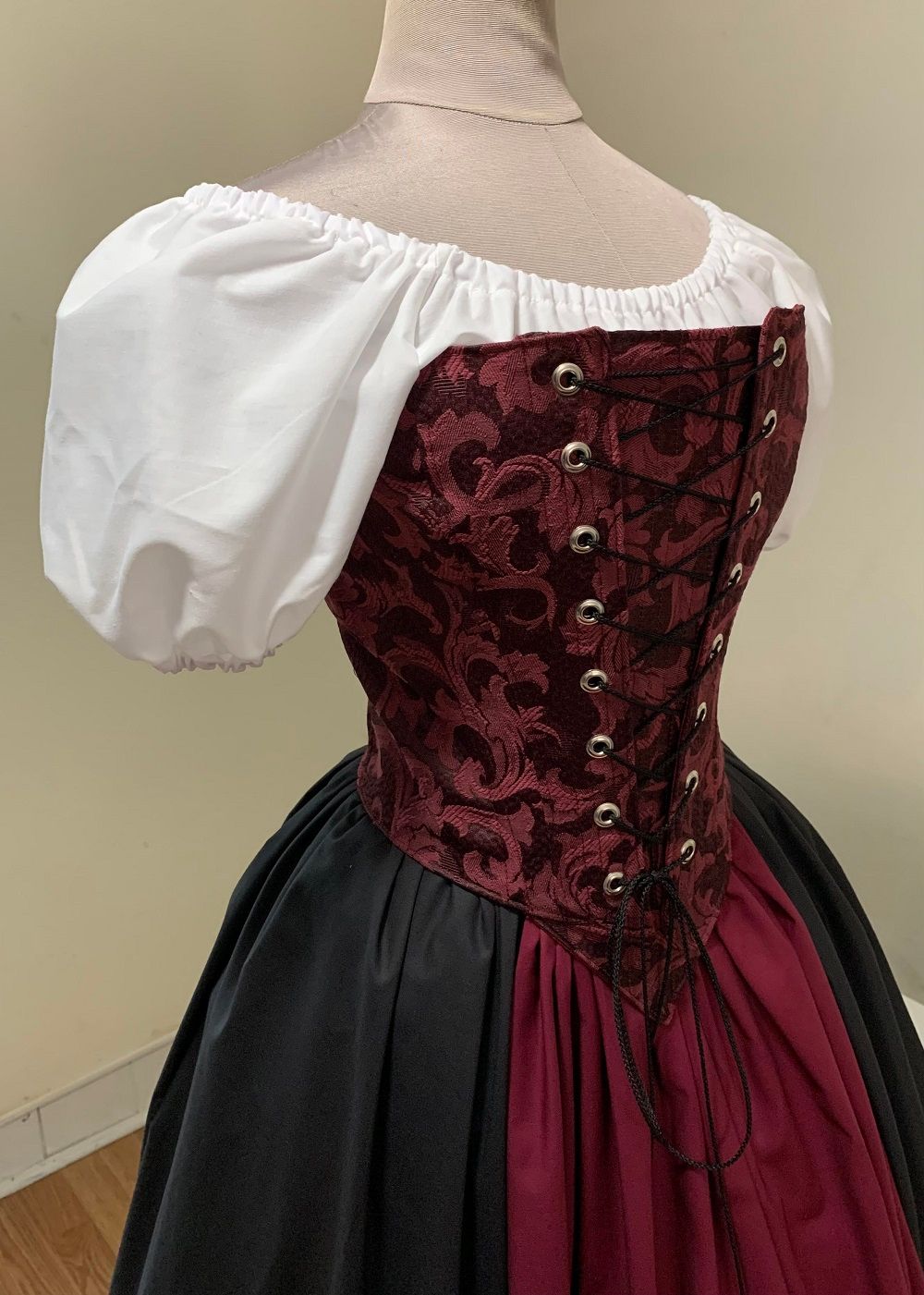 Burgundy Lass Complete Bodice Set for your medieval faire.