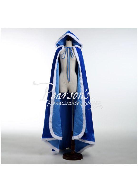 Cinderella Classic Blue Velvet Cape Cosplay Costume