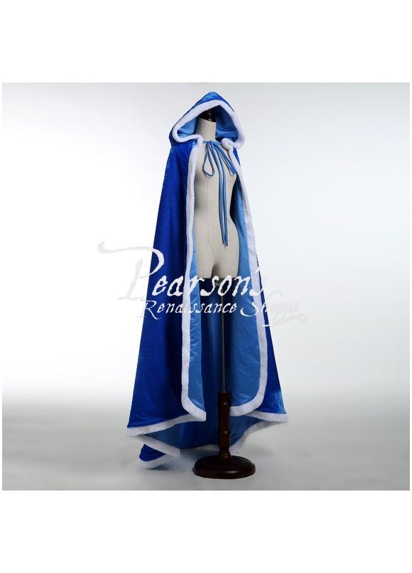 Cinderella Classic Blue Velvet Cape Cosplay Costume